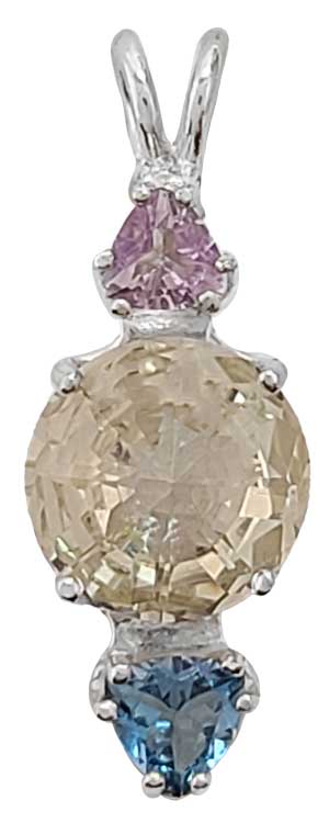 Golden Labradorite Mini Radiant Heart™ with Amethyst & Aquamarine – The ...