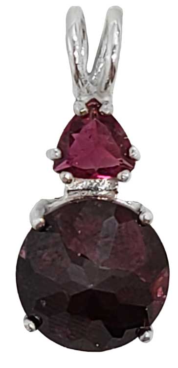 Rhodolite Garnet Mini Radiant Heart™ with Trillion Cut Pink Tourmaline ...